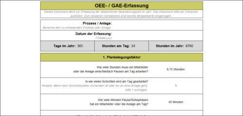 OEE- / GAE-Erfassung Vorschau | Lean Prinzip